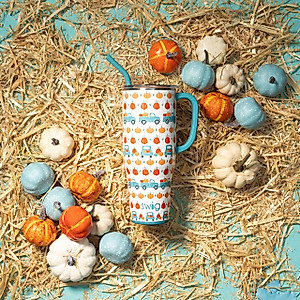 Swig Life 40oz Mega Mug, 40 oz Tumbler with Handle and Straw, Cup Holder Friendly, Dishwasher Safe, Extra Large Insulated Tumbler, Stainless Steel (Pumpkin Patch)