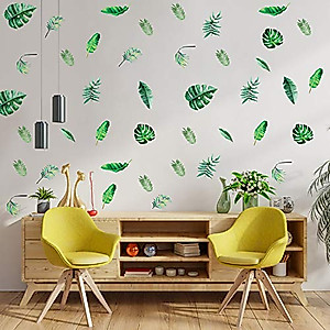 Dorakitten Leaf Wall Decals, Dorakitten Sunflower Wall Stickers DIY Tropical Palm Leaf Wall Art Decal Waterproof Leaf Stickers for Kitchen Bathroom Living Room