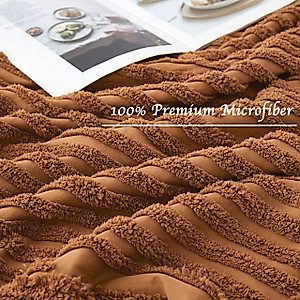 BEDAZZLED 5 Pieces Full/Queen Duvet Cover Set, Boho Bedding Sets for Modern Home, Tufted and Super Soft Comforter Covers, Pumpkin