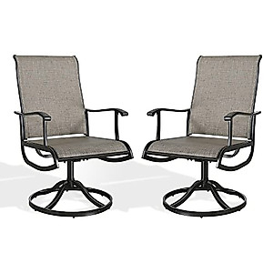 Iwicker Patio Textilene Mesh Fabric Swivel Dinging Chairs Outdoor Gentle Rocker Chair Set of 2 with High Back and Armrest