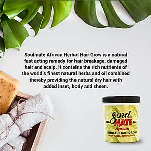 Soulmate African Herbal Hair Grow Cream 12.5 oz | Moisturizing Cream with Jojoba Oil for Smooth & Shiny Hair | Pure Remedy for Scalp Thinning, & Breakage | Natural Conditioner for All Hair Types