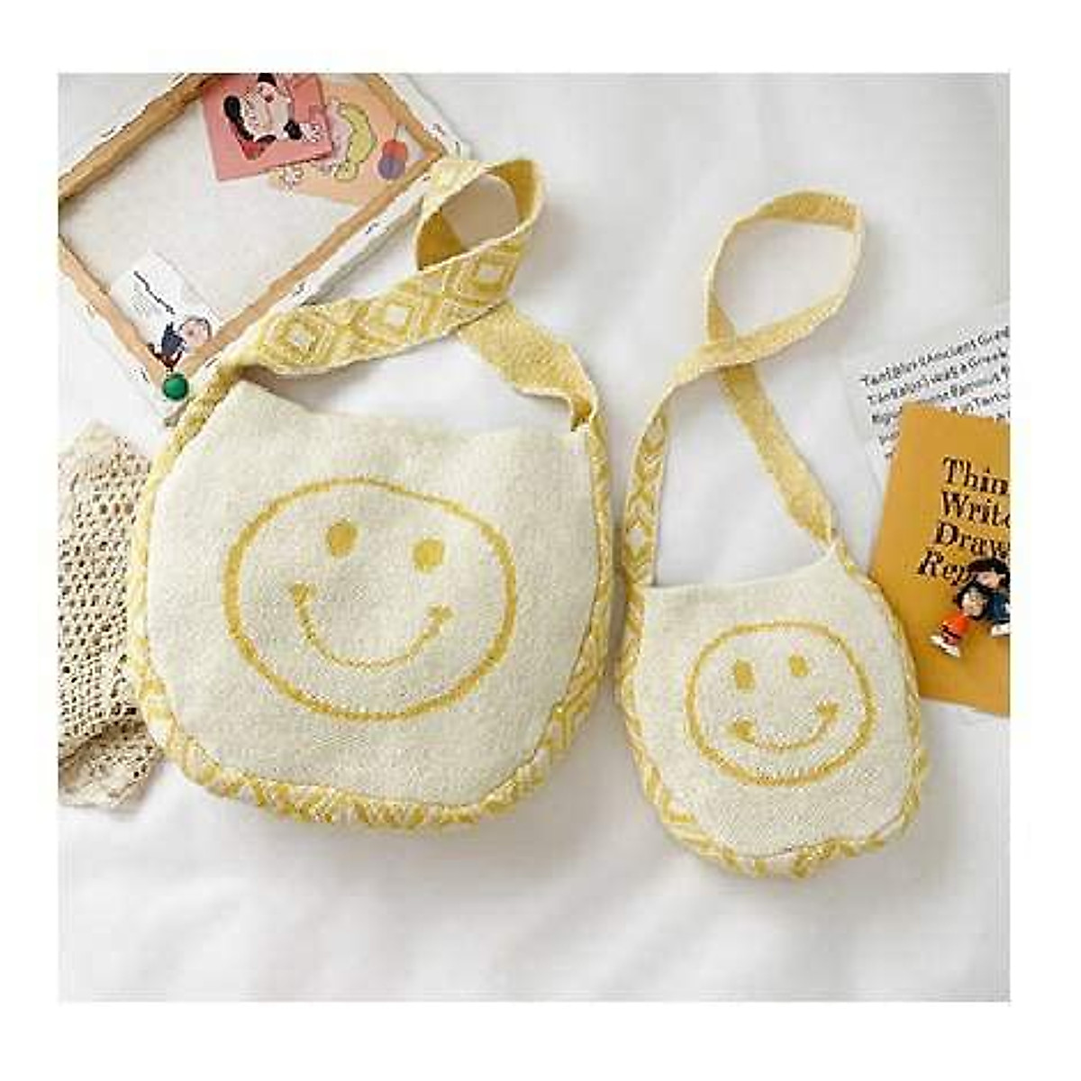 Women’s Casual Knit Tote Bag Daily Wear, Shoulder Bag- Magic (Adult - Green/White)