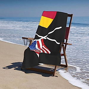 ADOSIA American and Belgium Flag Beach Towel 32x52in Oversized Soft Absorbent Beach Towel
