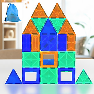 vanstarry 65 Piece Magnetic Tiles Building Blocks Set for Boys Girls Preschool Educational Construction Kit Magnet Stacking Toys for Kids Toddlers Children 3 4 5 6 7 8 Year Old