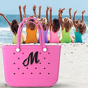 TOYMIS Decorative Lettering for Bogg Bag, 3D Letter Charms for Bogg Bag Alphabet Letters Decor Alphabet Letters for Bogg Bag for Personalizing Handbag DIY White (M,Black)