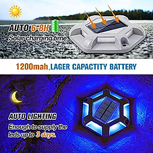 VOLISUN Solar Dock Lights Driveway Deck Lights, 12-Pack Waterproof 600mAh Outdoor LED Aluminum Dock Lighting Warning Step Lights for Driveway Sidewalk Garden Pathway Yard(Blue)