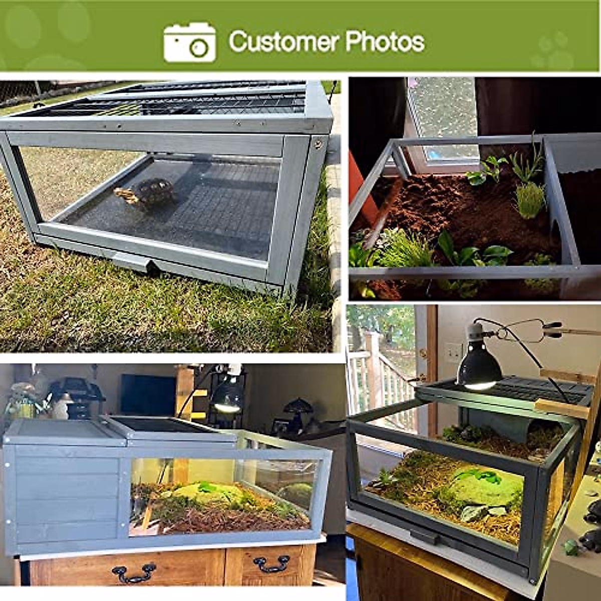 Tortoise House Large Tortoise Habitat Cage, Indoor Outdoor Transparent Tortoise Enclosure Turtle Habitat for Small Animals, Easy Assembly, Wooden