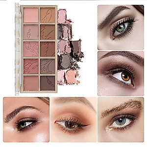 Sulily 10 Colors Eyeshadow Palette Matte Naked Eye Shadow Makeup,High Pigmented, Naturing-Looking, Ultra-Blendable,Long Lasting High Pigment Nude Eyeshadow with 3 Eyeshadow Brush(Plant Rhythm