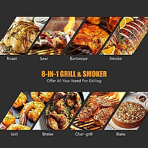 Z GRILLS Wood Pellet Smoker Grill, 8 in 1 BBQ Grill with Auto Temperature Control, 697 sq in Cooking Area for Backyard, Patio and Outdoor Cooking, 7002E, Sliver