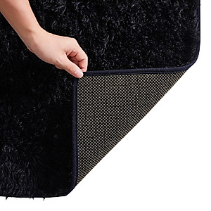 COOVA Long Pile Faux Fur Big Washable Area Rug – Soft 8x10 ft Living Room Carpet, Comfortable Non-Shedding Shag Rug, Stylish Floor Covering, Carpet for Bedroom,Black