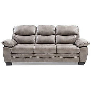 Glory Furniture Marta Faux Leather Sofa in Gray