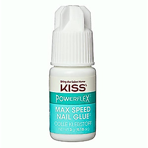 KISS PowerFlex Maximum Speed Nail Glue - Fast Drying Adhesive for Glue-On Nails & Repairs with Nozzle Tip Applicator, Ideal for Tips & Wraps, Net Wt. 0.10 oz (3g)