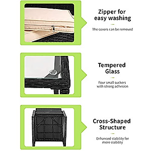 FDW Rocking Wicker Patio Furniture Modern Conversation Sets with Coffee Table for Yard and Bistro, Black