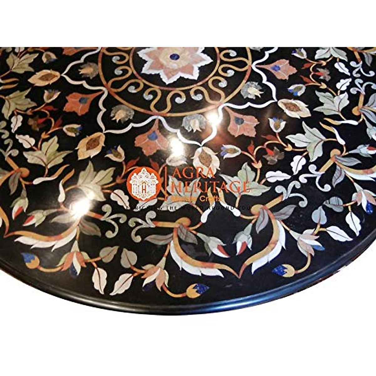 38" Inches Marble Top Dining Table Handicraft Inlay Design Decor Furniture
