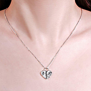 Jeulia Jack Skellington and Sally Heart Necklace 925 Sterling Silver The nightmare before Chirstmas Pendant Necklace Halloween Chrismas Romantic Jewelry Gift for Women Men Girlfriend