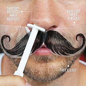 Nad's For Men Nose Waxing Kit - Hair Removal with Hard Wax, Moustache Protectors, Applicators, Spatulas, and Post-Wax Wipes