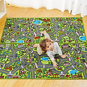 JOYIN 2 Pack Playmat City Life Carpet for Kids Age 3+, Jumbo Play Room Rug, City Pretend Play