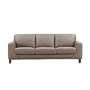 Hydeline Soma Top Grain Leather Sofa Couch, 92", Taupe