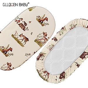 Gllquen Baby Bassinet Sheets 4 Pack, Breathable Cozy Fitted Mattress Sheet, Elastic Travel Crib Fashionable Floral Pattern, Standard Cradle Safe Sheets for Baby Boy Girls 32"X16" (Bear)