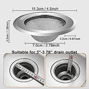 JIANYI Sink Strainer, Large Wide Rim 4.5" Diameter Basket Stainless Steel Sink Strainers, Kitchen and Lavatory Sink Drain Filter (2Pack)