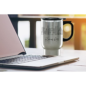 Buenos Aires Argentina Gifts and Souvenirs - Travel Mug with Handle and Lid - Buenos Aires Graduation Unique Drinkware - 14oz Travel Mug Steel - Best South America Long Distance Gifts & Student Gifts