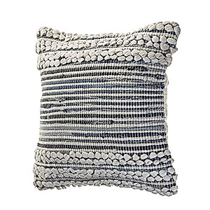 LR Home - LR07435-BLOIIPL Bold Textured Navy Throw Pillow Area Rug, 18" x 18", Blue/Ivory