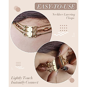 OHINGLT LUCKY Necklace Layering Clasps Separator for Stackable Necklaces Chains ,18K Gold and Silver Plated Multiple Necklace Clasps and Closures for Women Girl