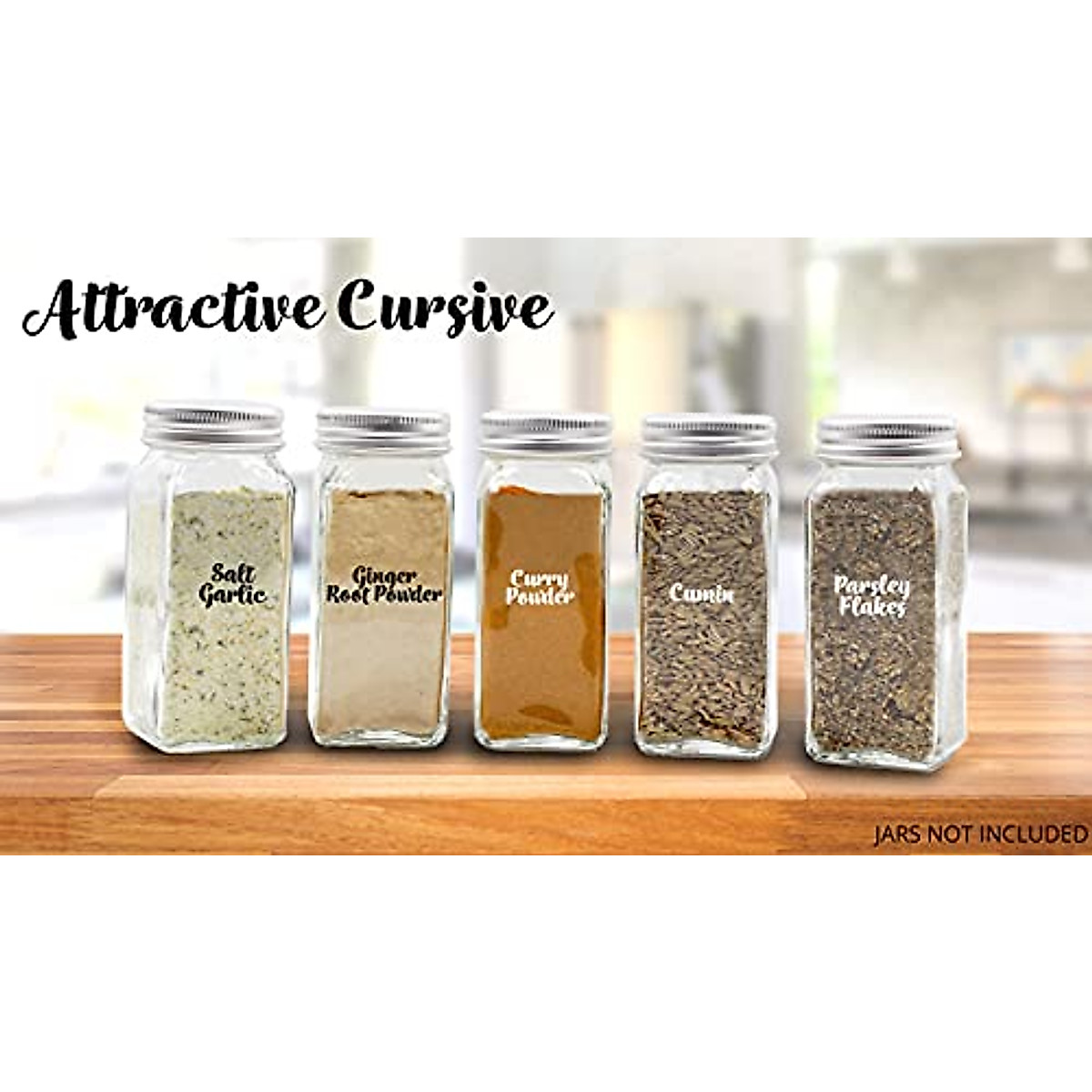 670 Labels: 498 Spice Names + 96 Blank Labels | Most Bold Cursive Preprinted Black & White Letters Label Set | Alphabetized Spice Label System by KITCHEN ALMIGHTY | Spice Jar Labels Spice Organization