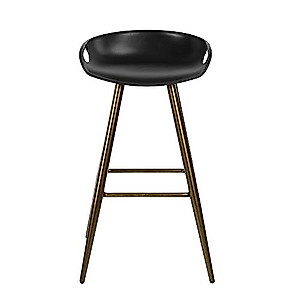 Set of 2 Bar Stools, 32.3-inch Simple Modern Style High Counter Stool with Low Backrest & Footrest & Metal Legs & PP Seat for Kitchen Patio Balcony, Black & Bronze