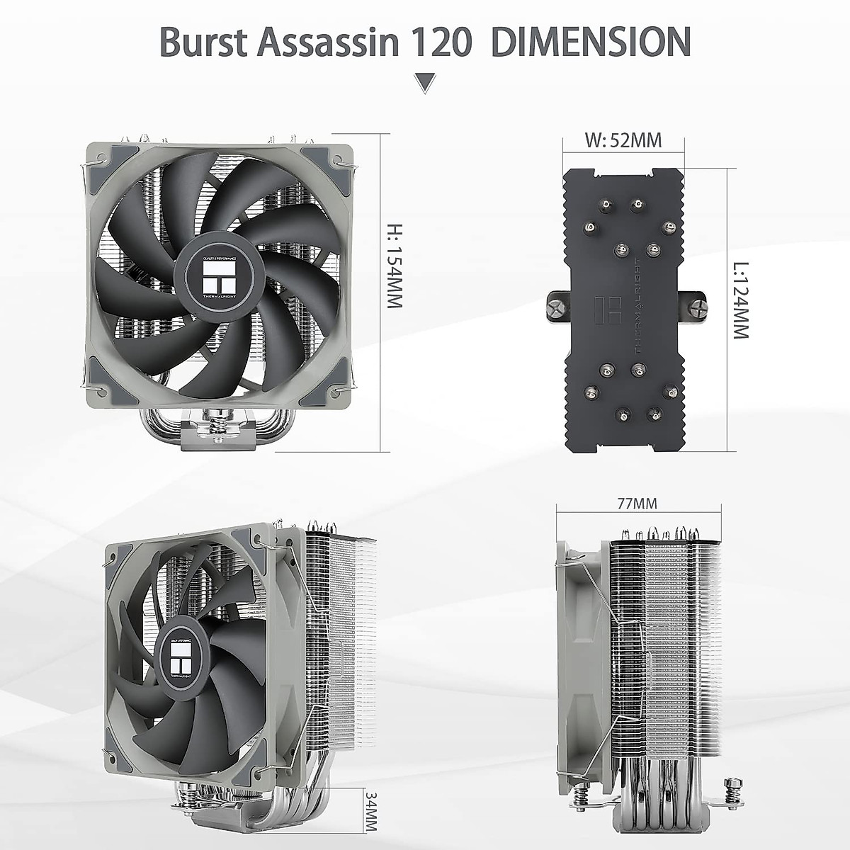 Thermalright BA120 CPU Air Cooler, 6 Heat Pipes, TL-C12C PWM Quiet Fan CPU Cooler with S-FDB Bearing, for AMD AM4 AM5/Intel 1700/1150/1151/1200, PC Cooler