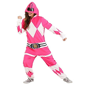 Fun Costumes Pink Power Ranger Hooded Adult Union Suit (Large)