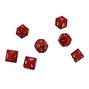 Heavy Metal Red and White RPG Dice Set for Dungeons & Dragons