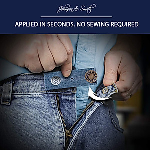 Waistband Extenders by Johnson & Smith | Button Extender for Pants | Denim Material | Pack of 3 Shades | Premium Metal Buttons | 2 Button Holes | Button Extender for Jeans