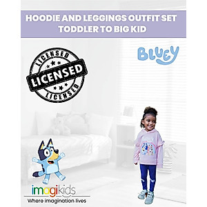 Bluey Bingo Toddler Girls Fleece Hoodie and Leggings Outfit Set Pink/Purple 2T