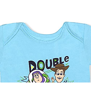 Disney Toy Story Buzz Lightyear and Woody Boys 3 Piece Bodysuit and Jogger Pant Set for Newborn and Infant - Blue/Lime Green