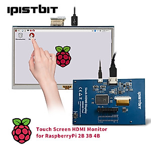 iPistBit 5 Inch Raspberry Pi Screen, Touchscreen Monitor 800x480 HDMI LCD Screen for Raspberry Pi 400/4/3/2/Zero/B/B+, Windows 11/10/8/7