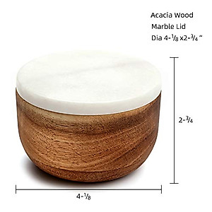 jalz jalz Large Wood Salt Box with Spoon Spice Seasonings Keeper Solid Natural Acacia Base White Marble Lid Elegant Design Decorative Boxes Big Capacity