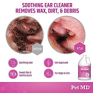 Pet MD Otic-Clean Dog Ear Cleaner - Veterinarian-Formulated Otic Ear Solution for Dogs & Cats - Pet Ear Cleaner for Itch, Odor, & Wax Buildup - Deodorizing Cat Ear Cleaner Solution - 1 Gallon
