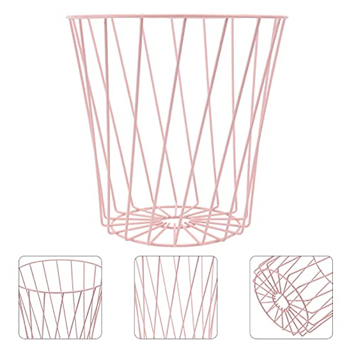 Cabilock Entryway Decor Metal Waste Container Iron Wire Umbrella Storage Holder Stand Kitchen Trash Waste Can Round Trash Bin for Office Room Bathroom Living Room Home Office Decor