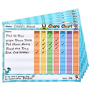 6 Pack Dry Erase Chore Chart for Kids, Reusable Behavior Reward Board with Self-Adhesive for Classroom, Monster Designs (14.5 x 11 in)