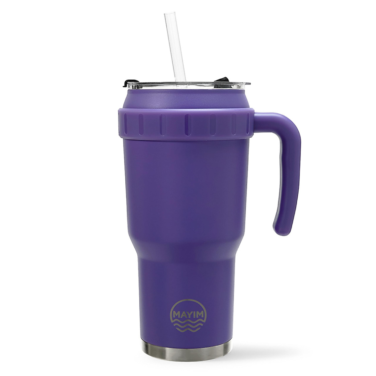 Mayim 40oz Tumbler with Handle, Travel Coffee Mug or Insulated Water Bottle with Straw and Lid, Leak Proof Stainless Steel Double Wall Thermos for Home, Office or Car - Violet