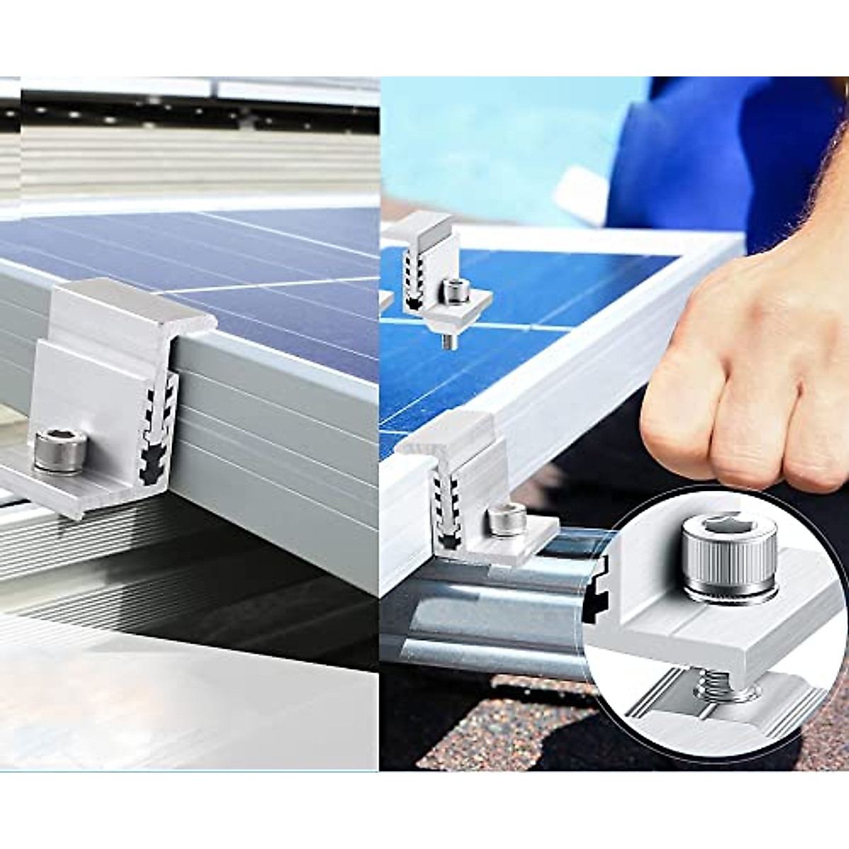 Solar Panel Clamps Solar Panel Mounting Rails for Solar Panel PV Mounting Hardware Solar Panel Accessories(6 Pack)