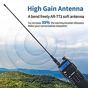 BaoFeng Radio UV-5R 8W Handheld Two Way Radio VHF/UHF Ham Radios Portable Walkie Talkie with Extra AR-771 High Gain Antenna and 1800mAh&3800mAh Extended Battery and Headsets (2Pack)
