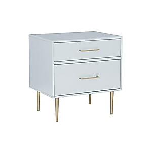 Linon Modern Ice Blue Gold Hardware Lennon Two Drawer Nightstand