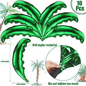100 Pcs Palm Tree Leaves Balloons Coconut Balloons Set 10 Pcs Foil Green Coconut Tree Leaves Balloon 90 Pcs Brown Latex Balloons for Hawaii Luau Tropical Party Birthday Baby Shower (Simple Color)