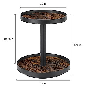 YINMIT 2 Tier Lazy Susan Organizer, Farmhouse Decor Tiered Tray Stand, Countertop Spice Rack Turntable Organizer, Circle Rotating Lazy Susan Turntable for Kitchen Countertop and Cabinet (10''+12'')