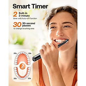 Bitvae Ultrasonic Electric Toothbrushes - Electric Toothbrush for Adults and Kids, American Dental Association Accepted, Rechargeable Travel Sonic Toothbrush with 8 Heads, Black D2