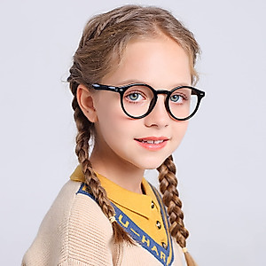 SANHOOPOLO Kids Blue Light Blocking Glasses 3 Pack Kids Computer Gaming Blue Blockers Glasses for Boys Girls Age 3-11 (Black + Dark blue + Light grey)