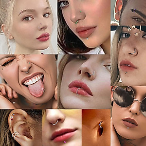 Ubjuliwa 160pcs 20G-22G 1.5mm 2mm 2.5mm Nose Studs Stainless Steel Nose Rings Studs Crystal Rhinestone Stud Nose Rings for Women Nose Piercing Jewelry