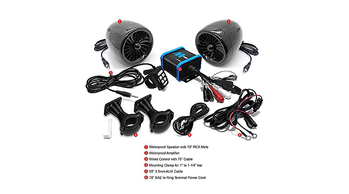 GoHawk TJ4-W Bluetooth Motorcycle Stereo Speakers